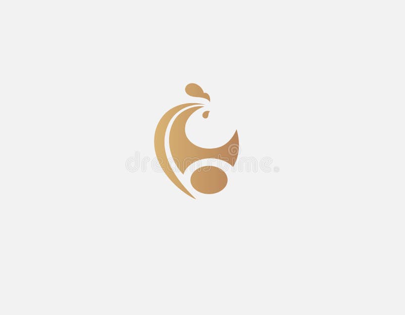 Creative Abstract Golden Logo Icon Rooster Bird Chicken Golden Egg ...