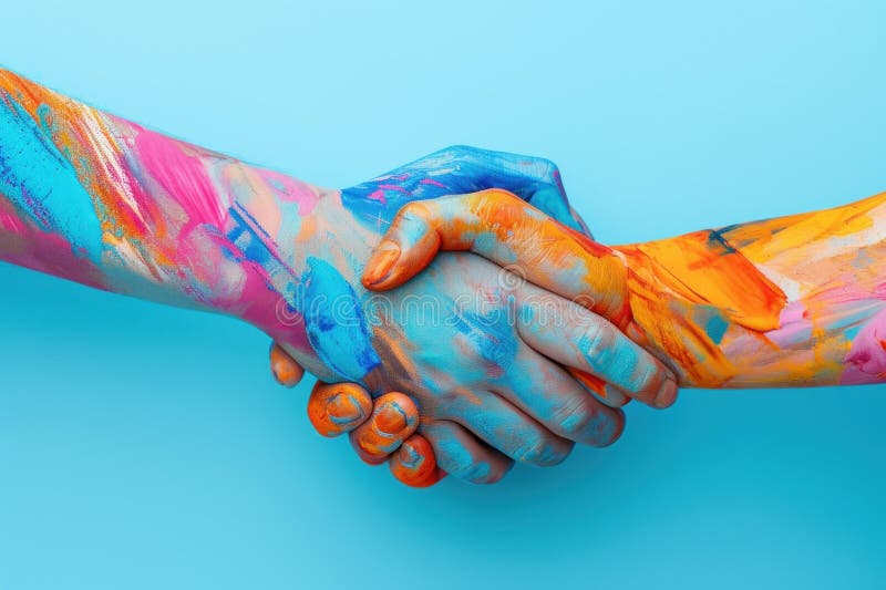 Creative Abstract Handshake Art. Generate Ai Stock Image - Image of ...