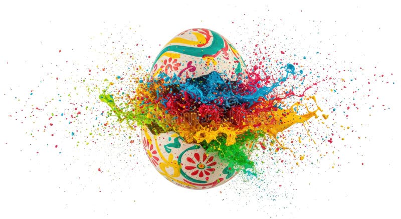 Vibrant Paint Splash from Exploding Easter Egg - Creative Abstract ...