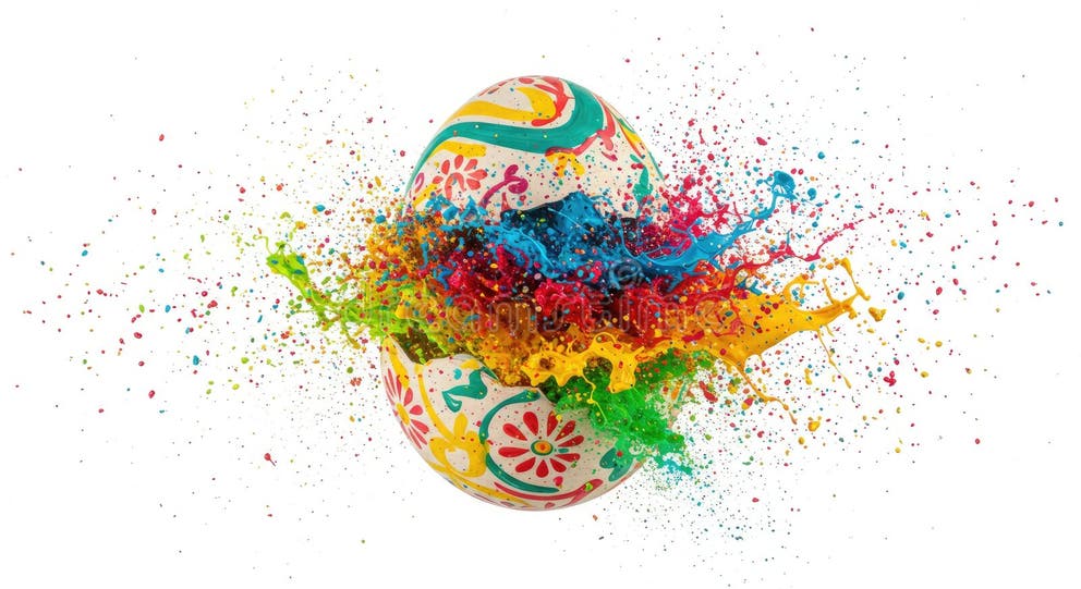 Vibrant Paint Splash from Exploding Easter Egg - Creative Abstract ...