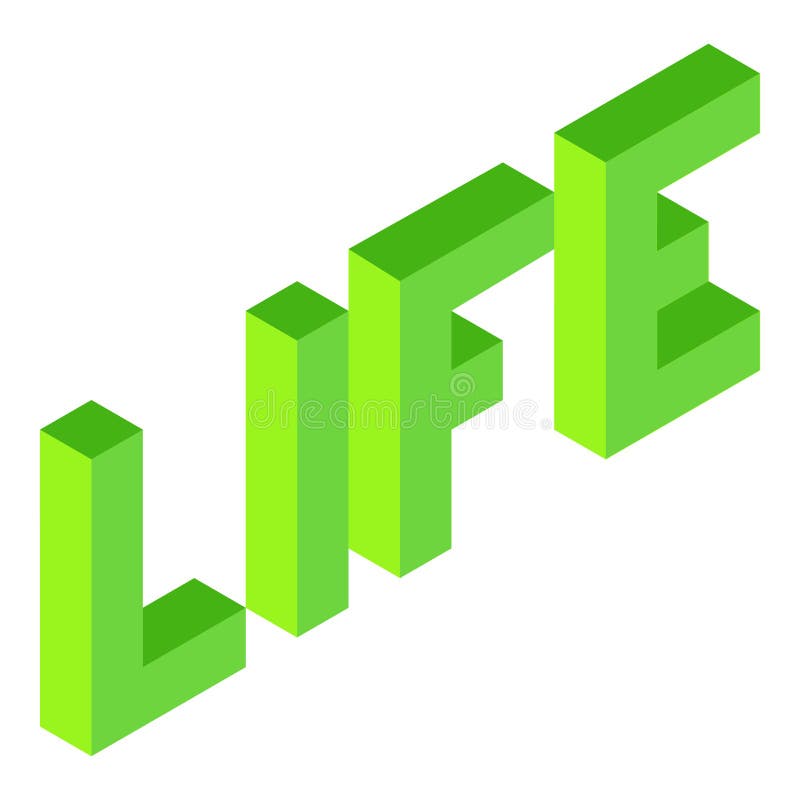 Creative Abstract Illustration with Green Word `life` on White ...