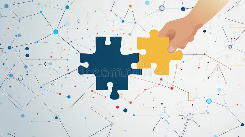 Creative Abstract Illustration of Two Large Puzzle Pieces Being ...