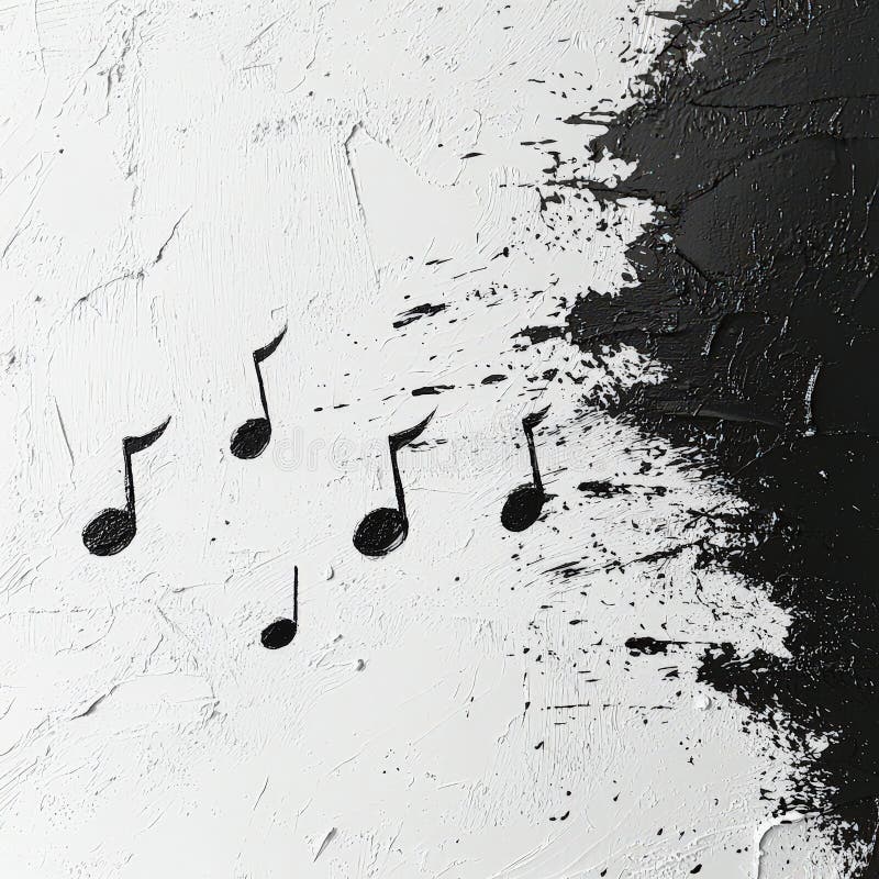 Black Musical Notes on Textured Abstract Background Stock Image - Image ...