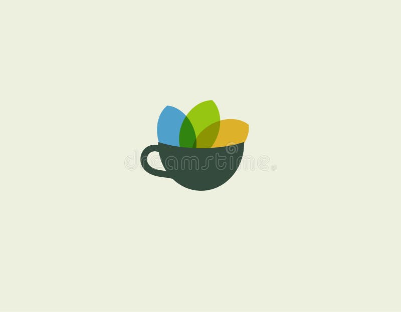 Abstract Logo Icon Mug with Leaves Inside Tea for Company or Store ...
