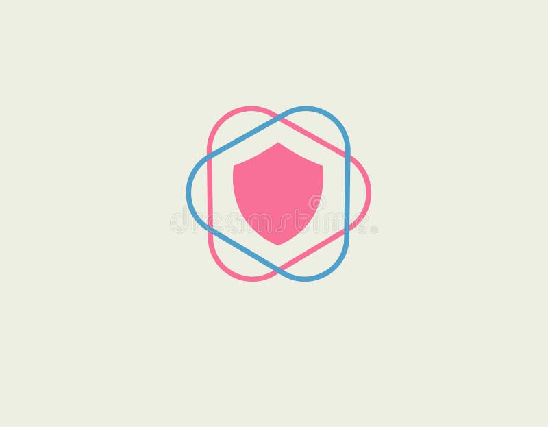 Creative Abstract Logo Icon Shield and Geometric Linear Shapes Around ...
