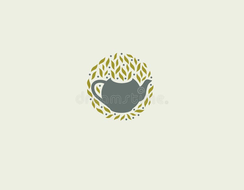 Creative Abstract Logo Icon Teapot and Tea Leaves in a Circle Stock ...