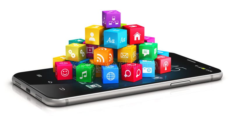 Mobile Applications and Media Technology Concept Stock Illustration ...