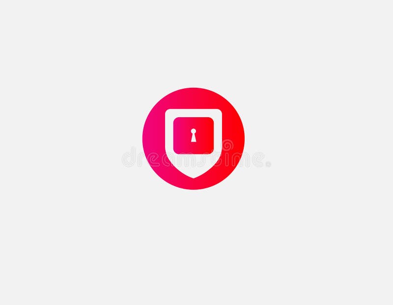 Creative Abstract Red Logo Icon Shield with Lock in Circle for Web or ...