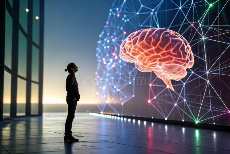 Abstract AI Creative Brain and Thinking Concept Stock Illustration ...