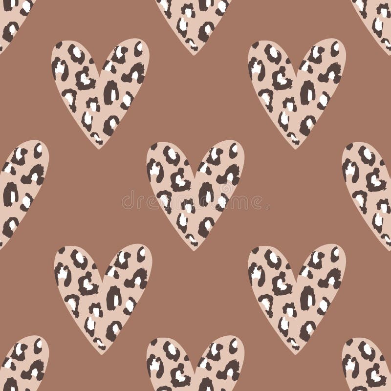 Creative Abstract Seamless Pattern with Leopard Hearts. Modern Heart Shape Texture Great for ...