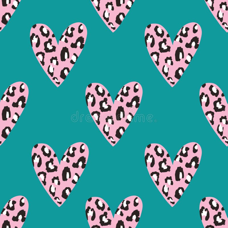 Creative Abstract Seamless Pattern with Leopard Hearts. Modern Heart ...