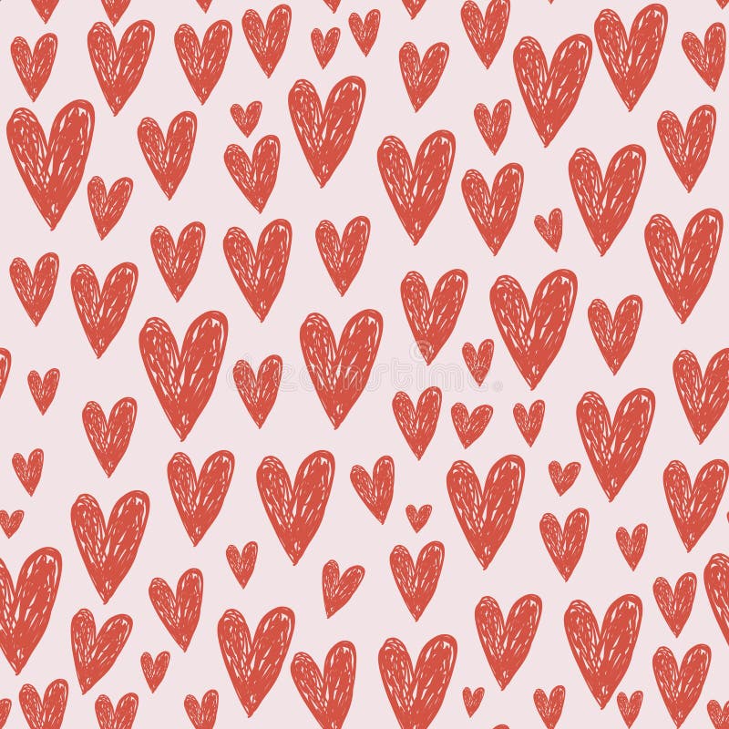 Creative Abstract Seamless Pattern with Pencil Drawn Hearts. Modern ...