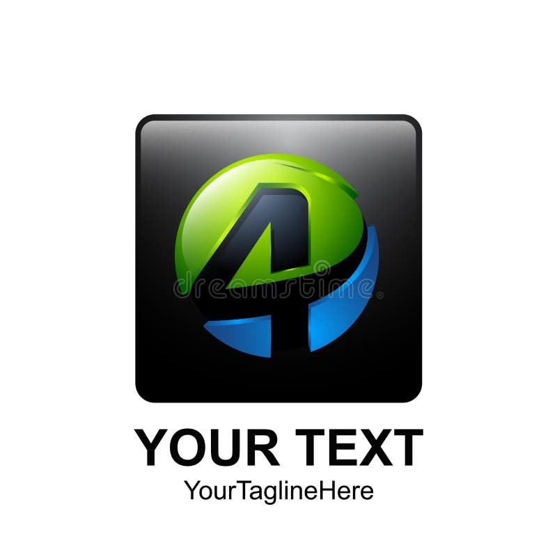 Creative Abstract Square 3D Number Four Vector Logo Design Template ...