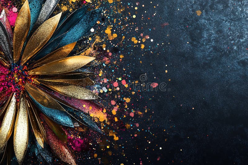 Creative Abstract Starburst Design with Metallic Accents and Vibrant ...