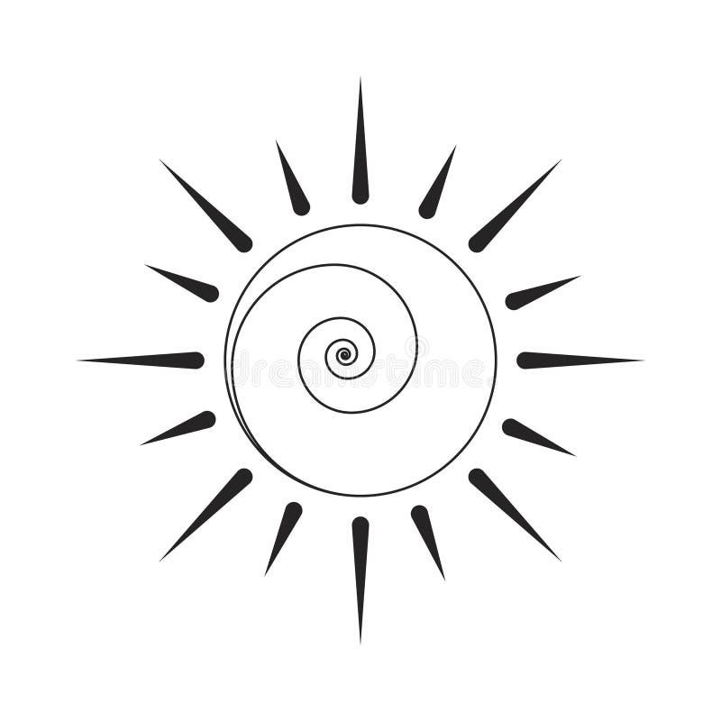 Creative Abstract Sun Flat Monochrome Isolated Vector Object Stock ...