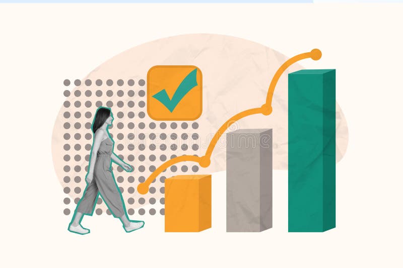 Creative Abstract Template Collage of Female Go Walk Graph Up ...