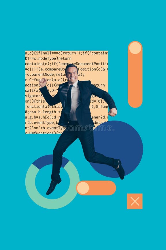 Creative Abstract Template Collage of Funny Man Programmer Data Science ...