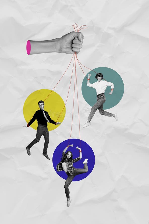 Creative Abstract Template Collage of Hand Hold Puppet Manipulation ...