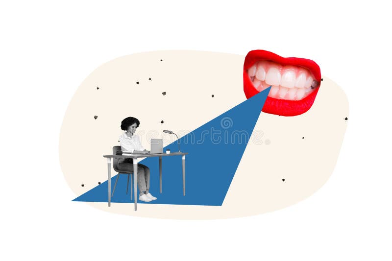 Creative Abstract Template Graphics Collage Image of Big Red Lips Mouth ...