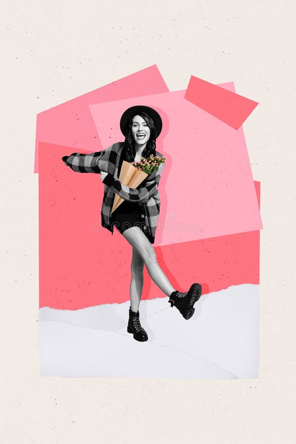 Creative Abstract Template Graphics Collage Image of Carefree Lady ...