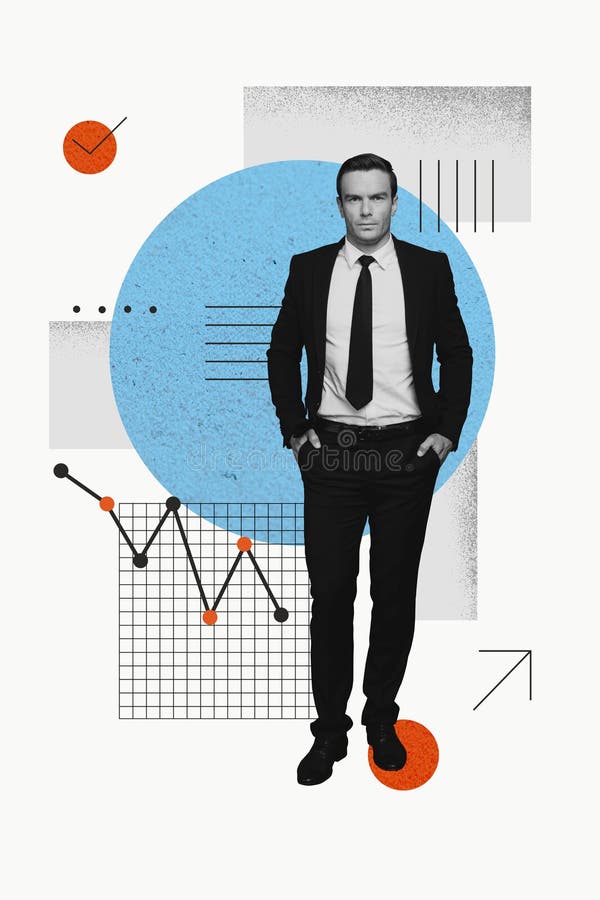 Creative Abstract Template Graphics Collage Image of Cool Confident ...