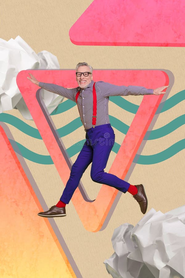 Creative Abstract Template Graphics Collage Image of Excited Funky Guy ...