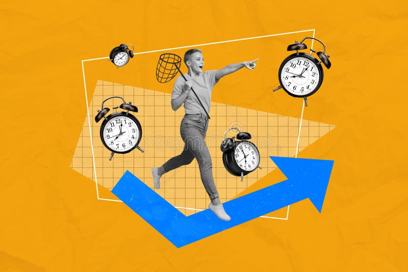 Creative Abstract Template Graphics Collage Image of Excited Lady ...