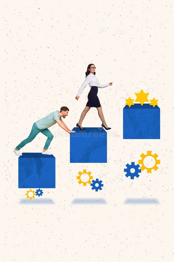 Creative Abstract Template Graphics Collage Image of Guy Helping Lady ...