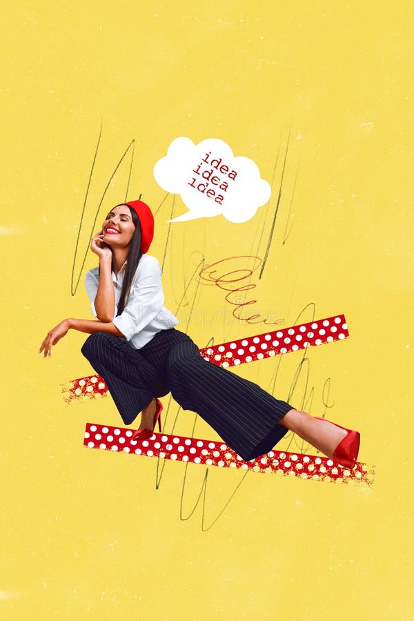 Creative Abstract Template Graphics Collage Image of Happy Smiling Lady ... Creative Abstract Template Graphics Collage Image of Happy Smiling Lady ...