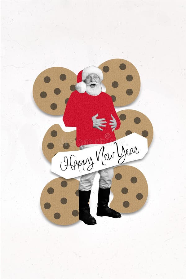 Creative Abstract Template Graphics Collage Image of Hungry Santa Ready ...