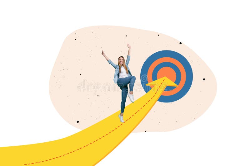 Creative Abstract Template Graphics Collage Image of Lucky Exited Lady ...