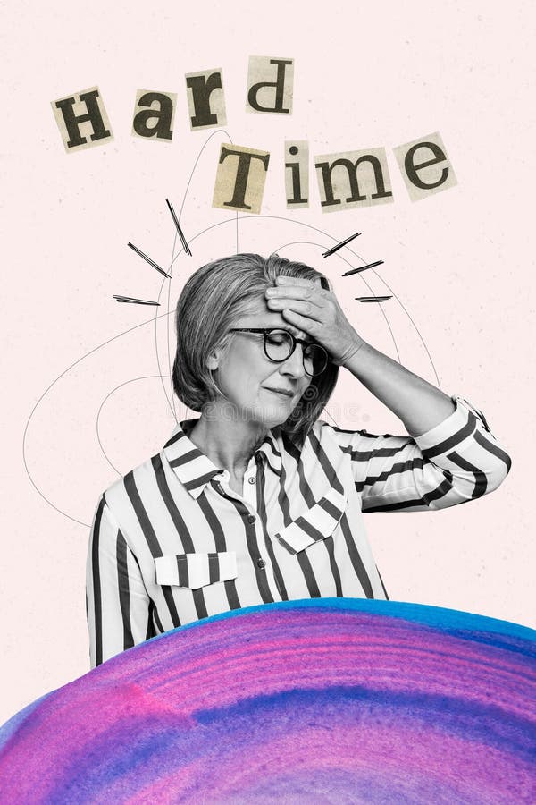 Creative Abstract Template Graphics Collage Image of Senior Lady Having ...