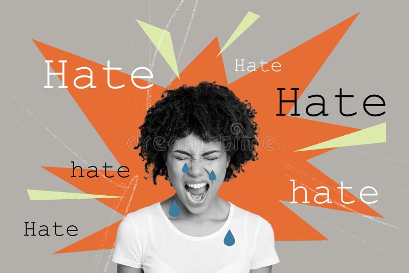 Creative Abstract Template Graphics Collage Image of Stressed Unhappy ...