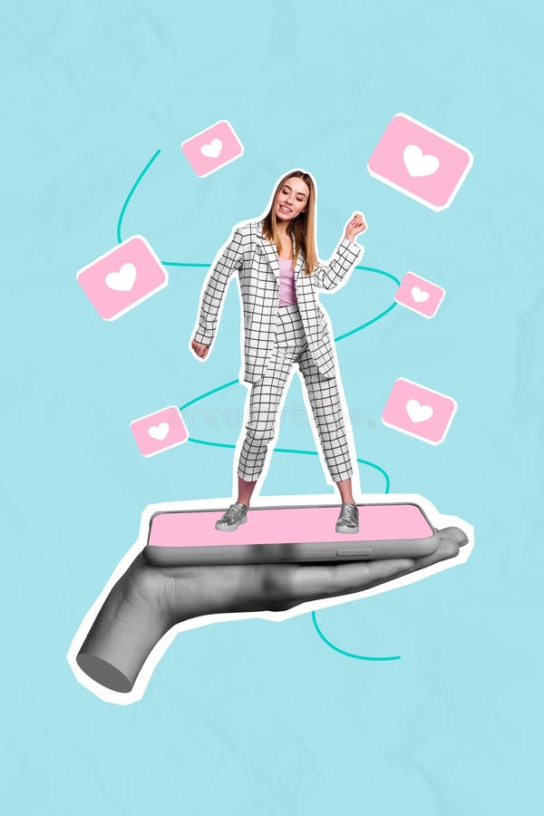 Creative Abstract Template Graphics Image of Happy Smiling Lady Dancing ...