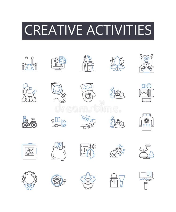 Creative Activities Line Icons Collection. Artistic Expression ...