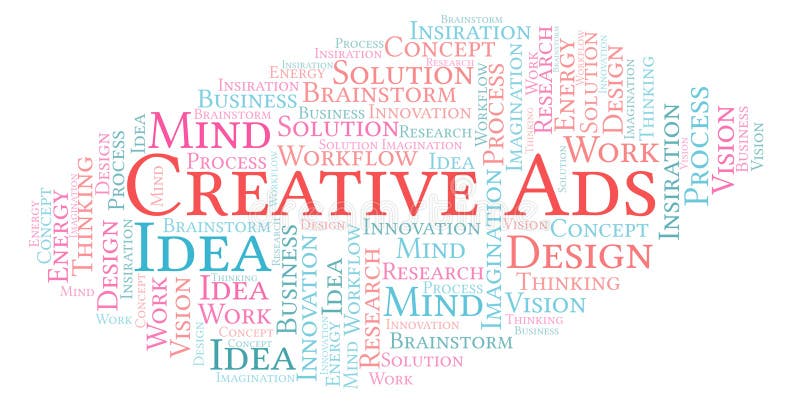 Creative Ads Word Cloud, Made with Text only Stock Illustration ...