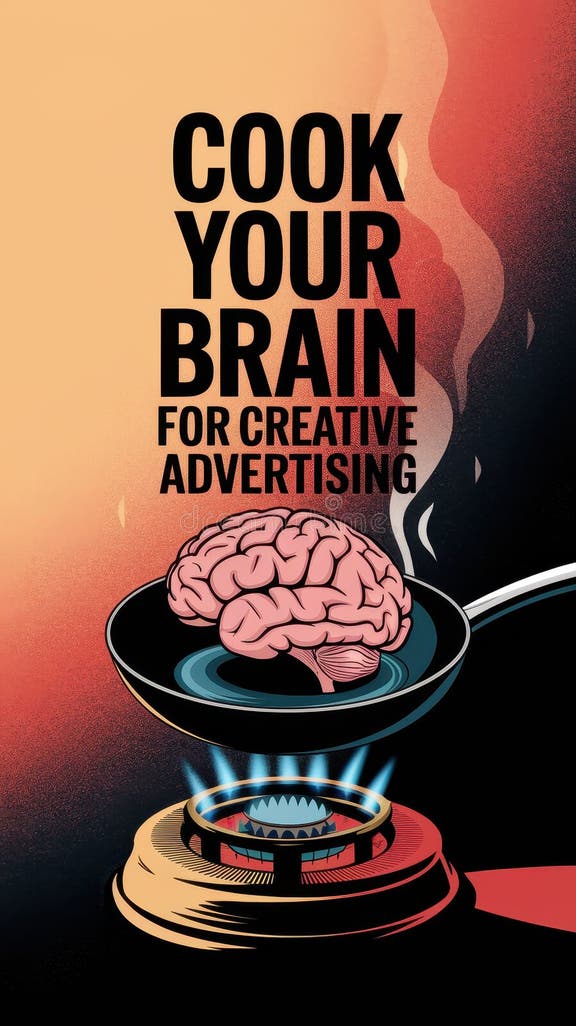Creative Advertising Poster with Brain on Fire and Bold Text Stock ...