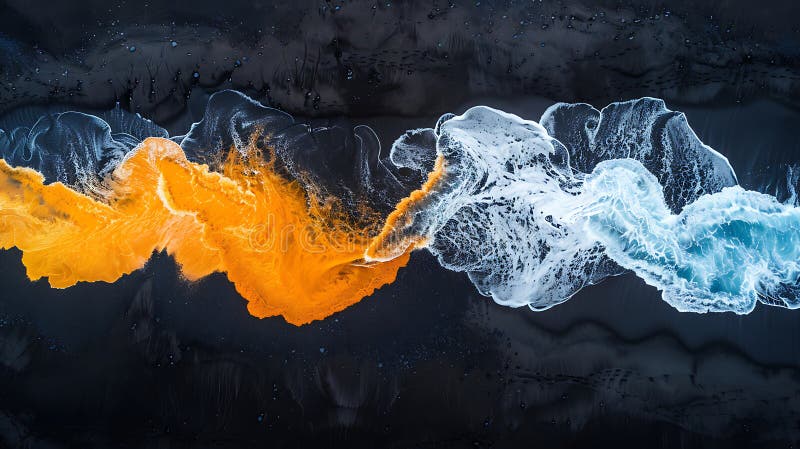 Creative Aerial Panoramic View. the Waves of River and Sea Water Meet ...