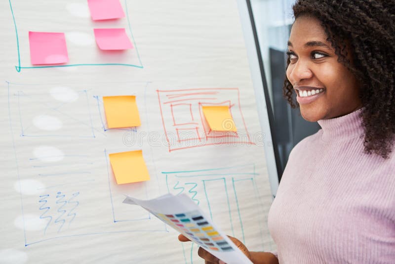 Creative African Graphic Designer on Flipchart Stock Image - Image of ...