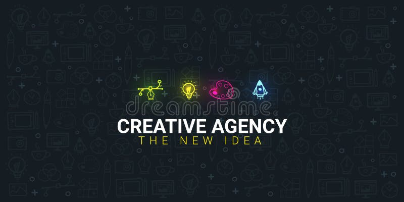 Creative Agency. Background with Doodle Design Elements. Stock Vector ...