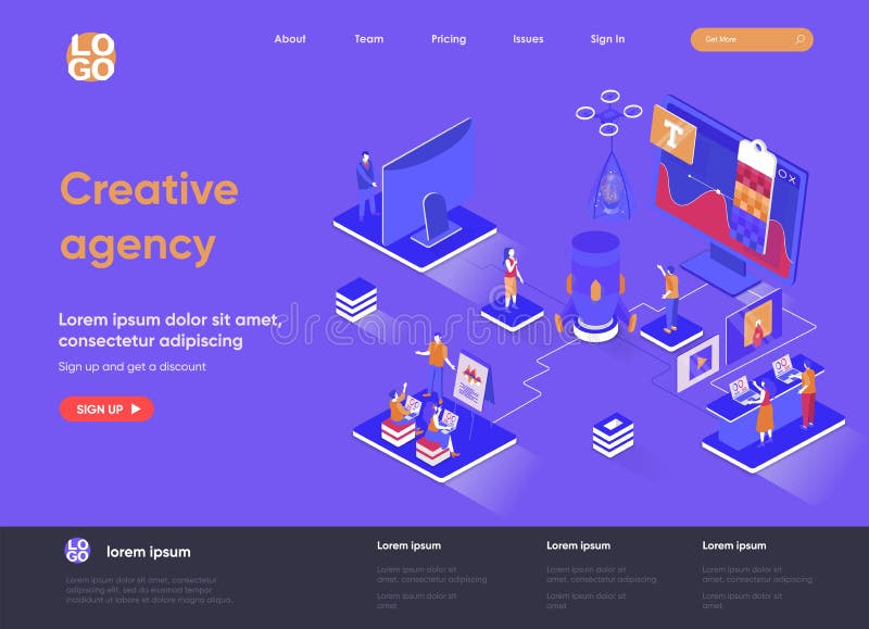 Creative Agency Landing Page Design Set in Different Abstract ...