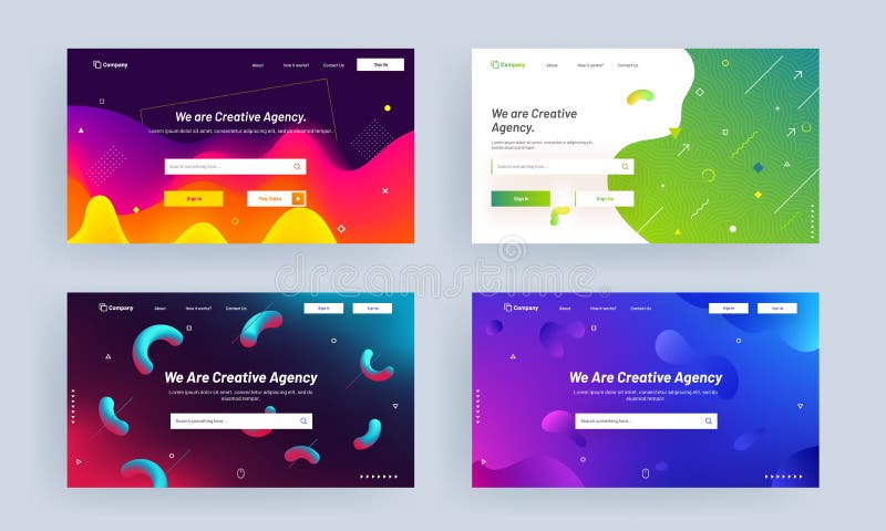 Creative Agency Landing Page Design with Different Abstract Pattern ...