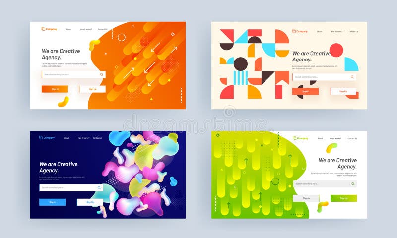 Creative Agency Landing Page Design Set in Different Abstract ...