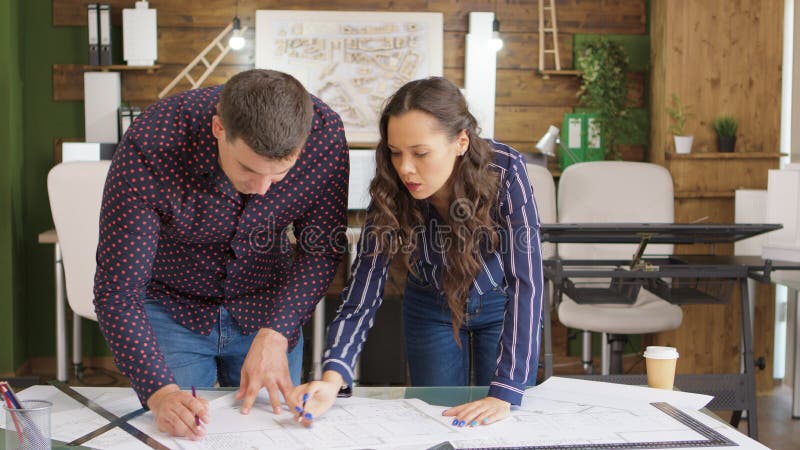 In Creative Agency Office Team of Architects are Working Stock Image ...