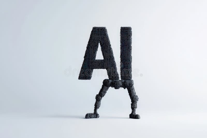 Creative AI Letter Sculpture on White Background Stock Illustration ...