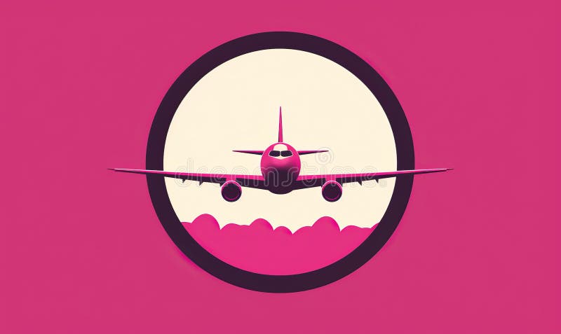 Creative Airplane Logo in Pink Color. Stock de ilustración ...