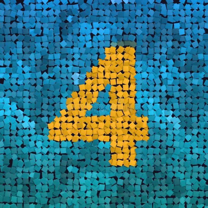 Creative Alphabet, 3d Render, Yellow Number 4 on Blue Background ...