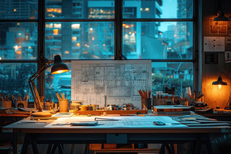 Creative Ambiance of an Architectural Studio Stock Photo - Image of ...