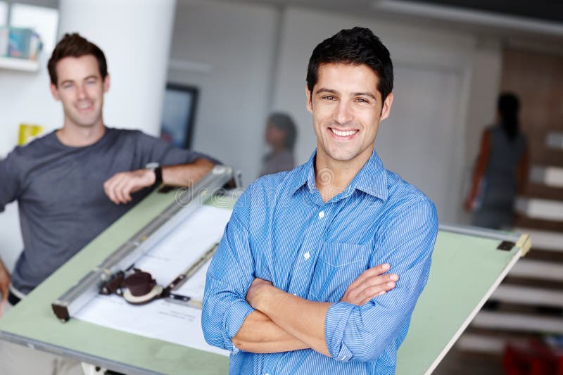 Team of Successful Architects. Portrait of Three Talented Architects ...