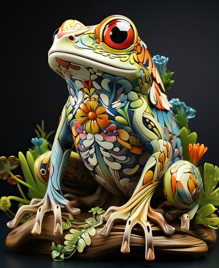 Creative Animal Concept, Creative Frog in Color. Stock Illustration ...